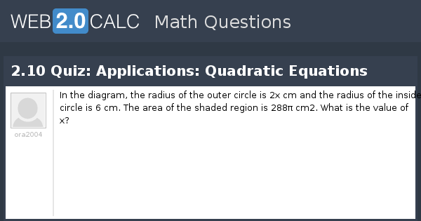View question - 2.10 Quiz: Applications: Quadratic Equations