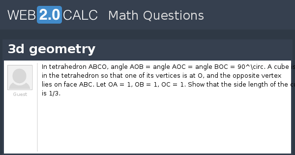 View question - 3d geometry