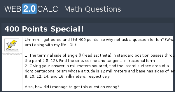 View question - 400 Points Special!