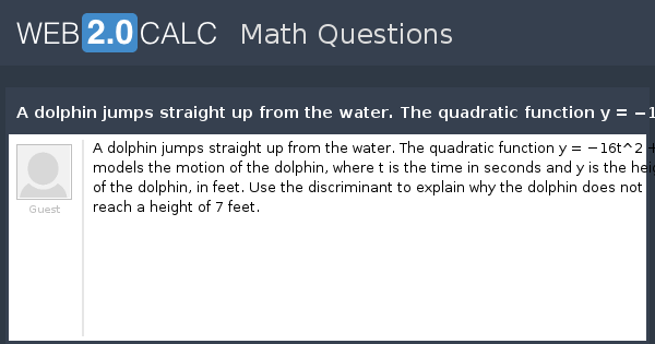View question - A dolphin jumps straight up from the water. The ...