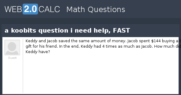 View question - a koobits question i need help, FAST