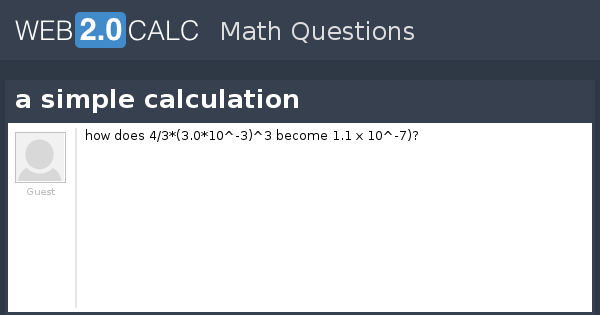 View question - a simple calculation