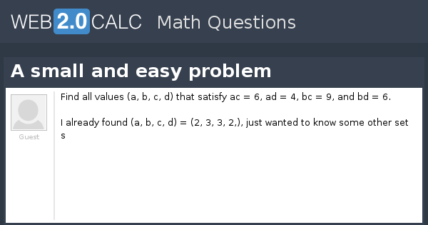 View question - A small and easy problem