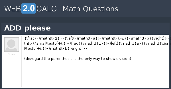 View question - ADD please