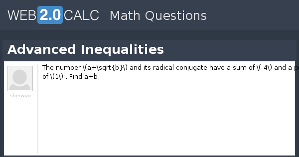 View question - Advanced Inequalities