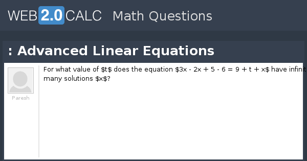 View question - : Advanced Linear Equations