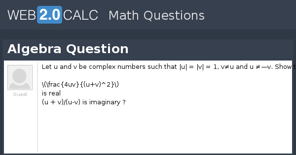 View question - Algebra Question
