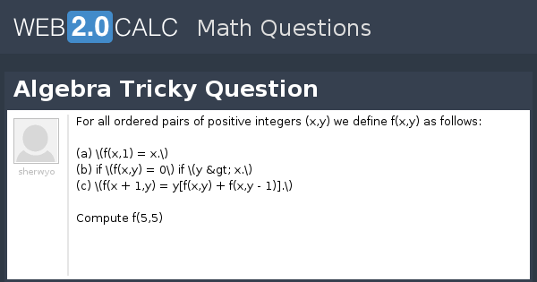 View question - Algebra Tricky Question