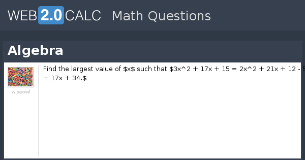 View question - Algebra