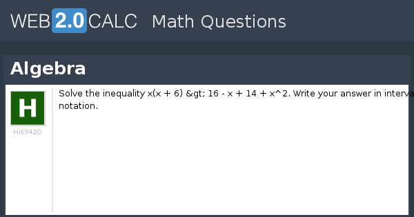 View question - Algebra