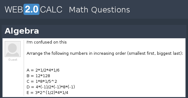 View question - Algebra