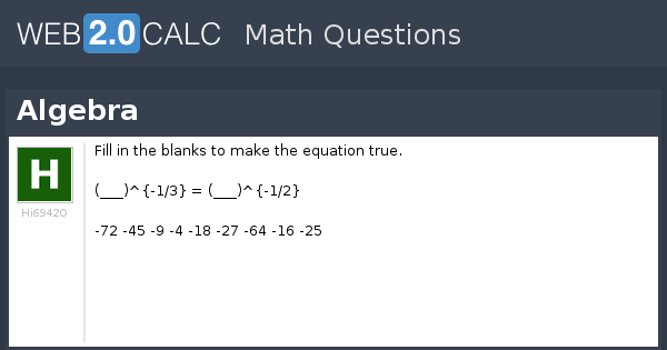View question - Algebra
