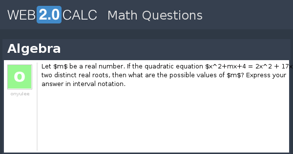 View question - Algebra