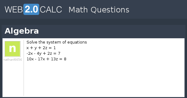 View question - Algebra