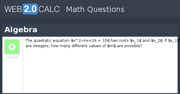 View question - Algebra