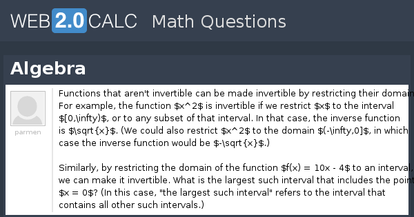 View question - Algebra