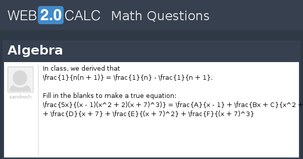 View question - Algebra