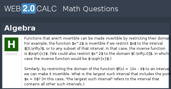 View question - Algebra