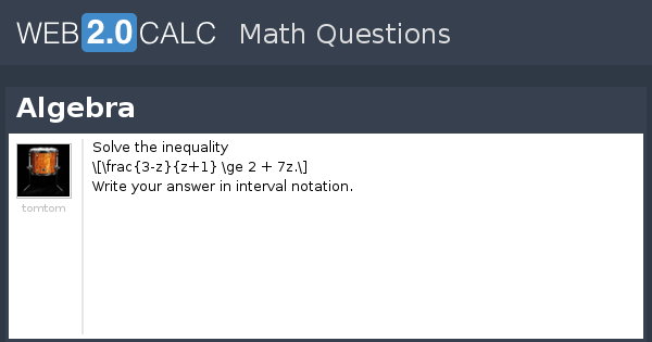 View question - Algebra