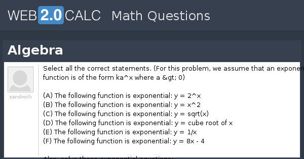 View question - Algebra