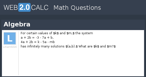 View question - Algebra