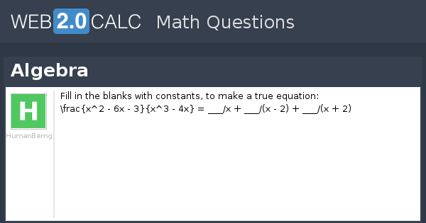 View question - Algebra