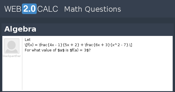 View question - Algebra