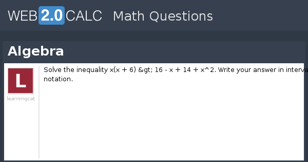 View question - Algebra