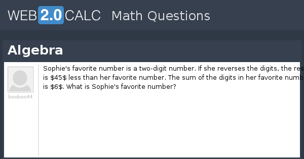 View question - Algebra