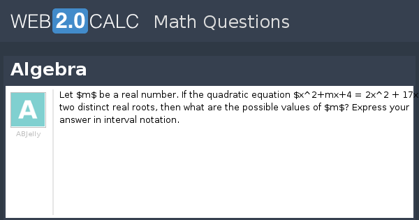 View question - Algebra