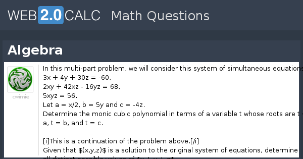 View question - Algebra