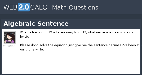 View question - Algebraic Sentence