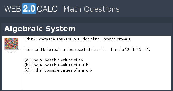 View question - Algebraic System