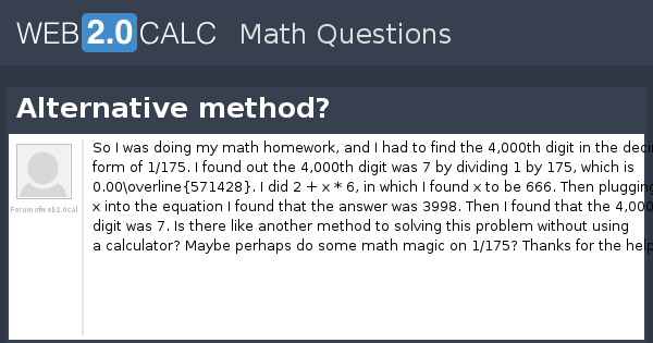 View question - Alternative method?