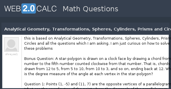 View question - Analytical Geometry, Transformations, Spheres ...