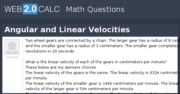 View Question Angular And Linear Velocities