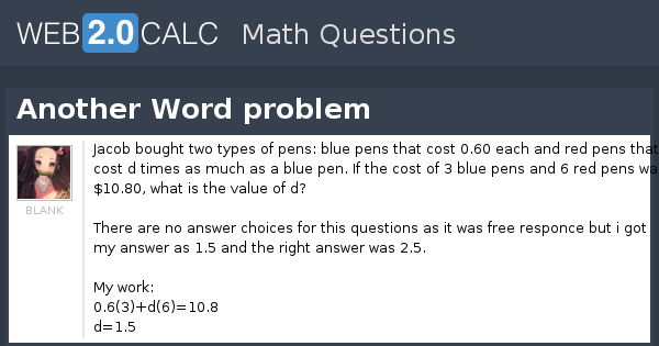 View question - Another Word problem