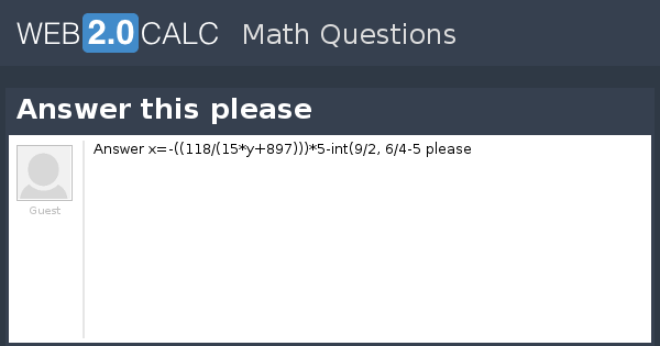 View question - Answer this please