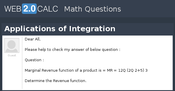 View question - Applications of Integration