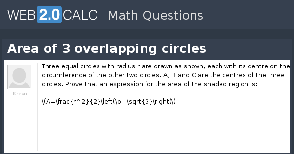 View question - Area of 3 overlapping circles