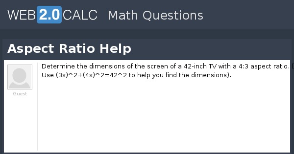View question - Aspect Ratio Help