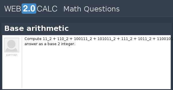 View question - Base arithmetic