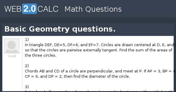 View question - Basic Geometry questions.