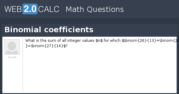 View question - Binomial coefficients