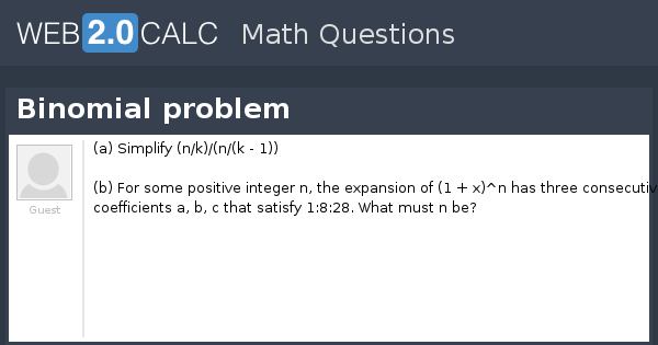 View question - Binomial problem