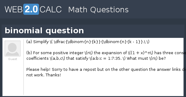View Question Binomial Question 2366