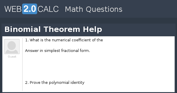 View question - Binomial Theorem Help
