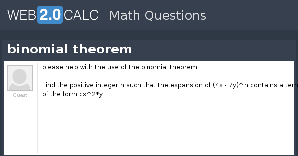 View Question Binomial Theorem 8715