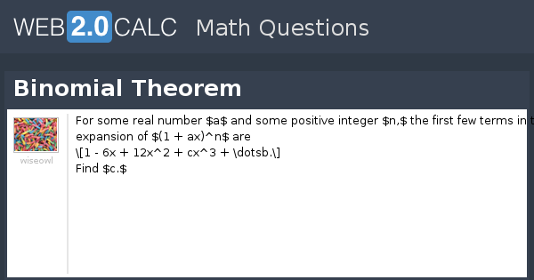 View question - Binomial Theorem