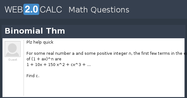 View Question Binomial Thm 9722